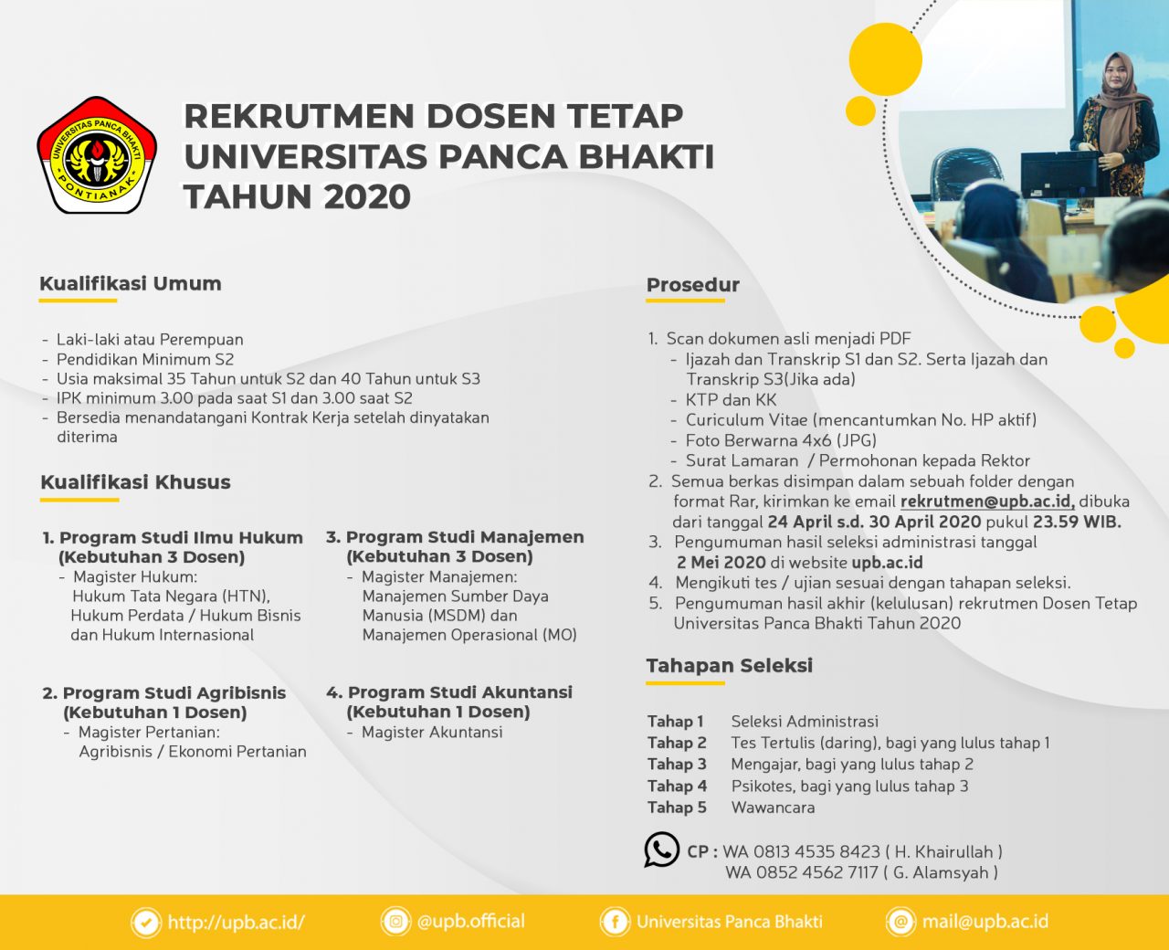 OPEN REKRUTMEN | UNIVERSITAS PANCA BHAKTI